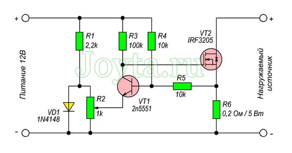 Схема простейшей электронной нагрузки на 50 Вт | joyta.ru