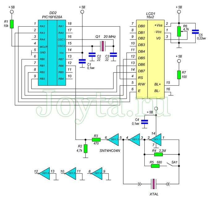 Тестер для определения частоты кварца на микроконтроллере PIC16F628A | joyta.ru